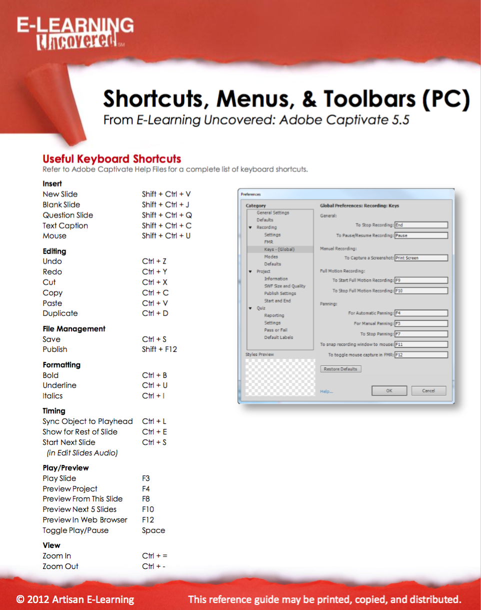 Adobe Captivate 5.5 Shortcuts, Menus, & Toolbars (PC) - E-Learning ...